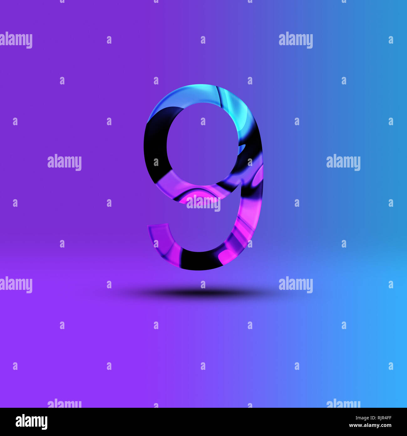 Number 9 illustration . Creative synthwave cyberpunk design elements ...