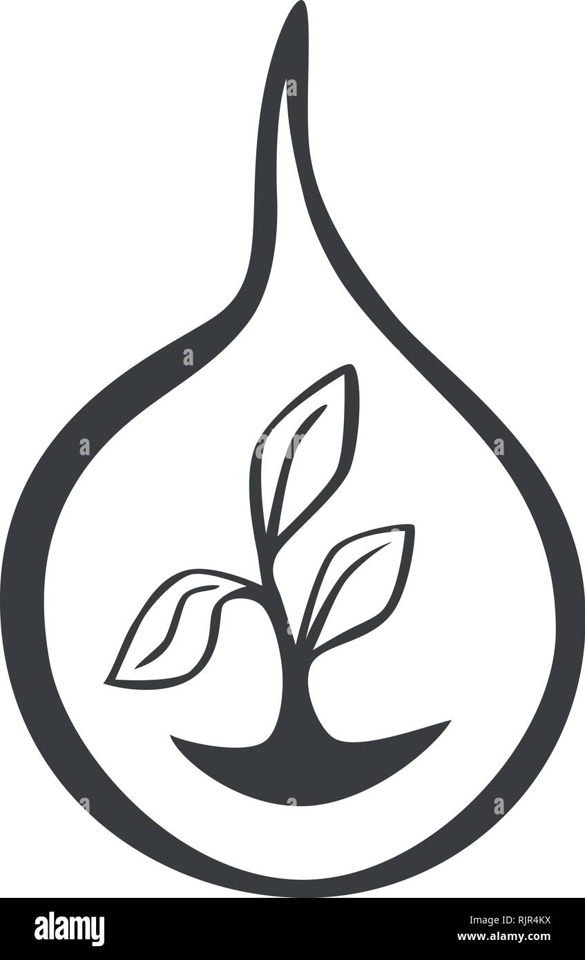 Sketch of a growing plant inside a water droplet Stock Vector Image ...