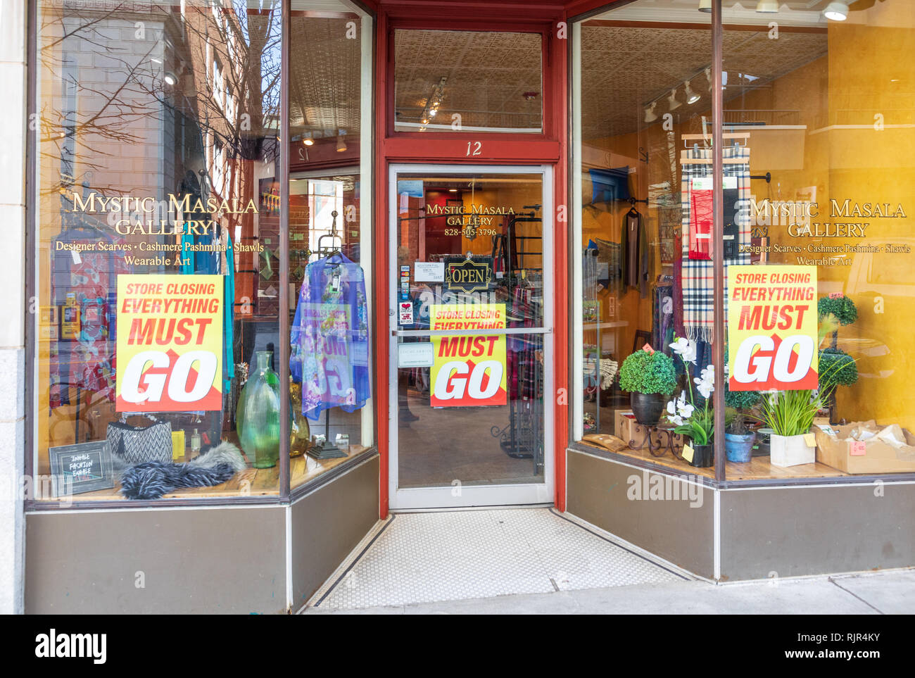 ASHEVILLE, NC, USA-2/3/19: An accessory store, the Mystic Masala ...