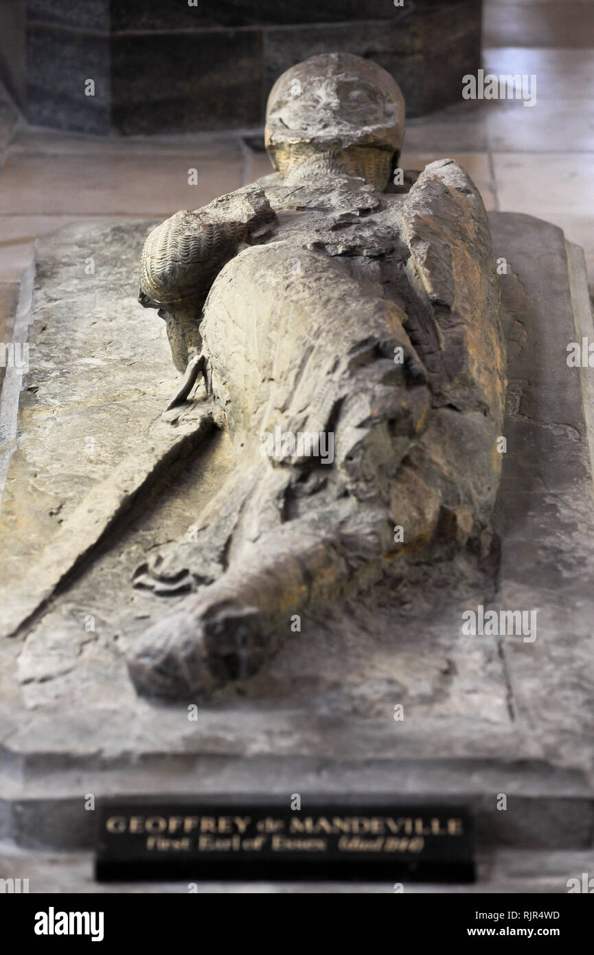 Geoffrey de Mandeville, 1st Earl of Essex, effigy in Romanesque Temple ...