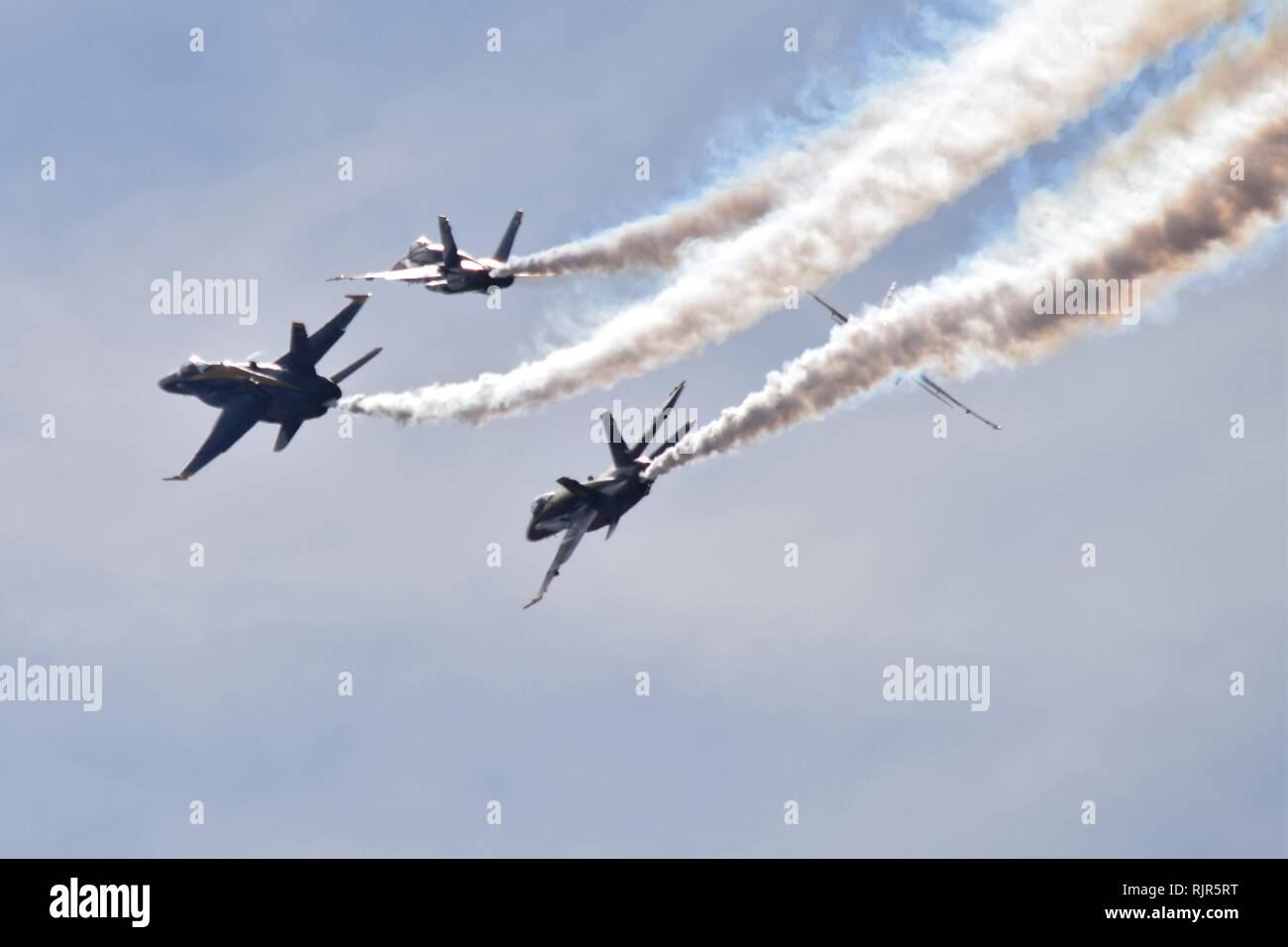 The US Navy demonstration team Blue Angels fly the F/A-18 Hornets in ...