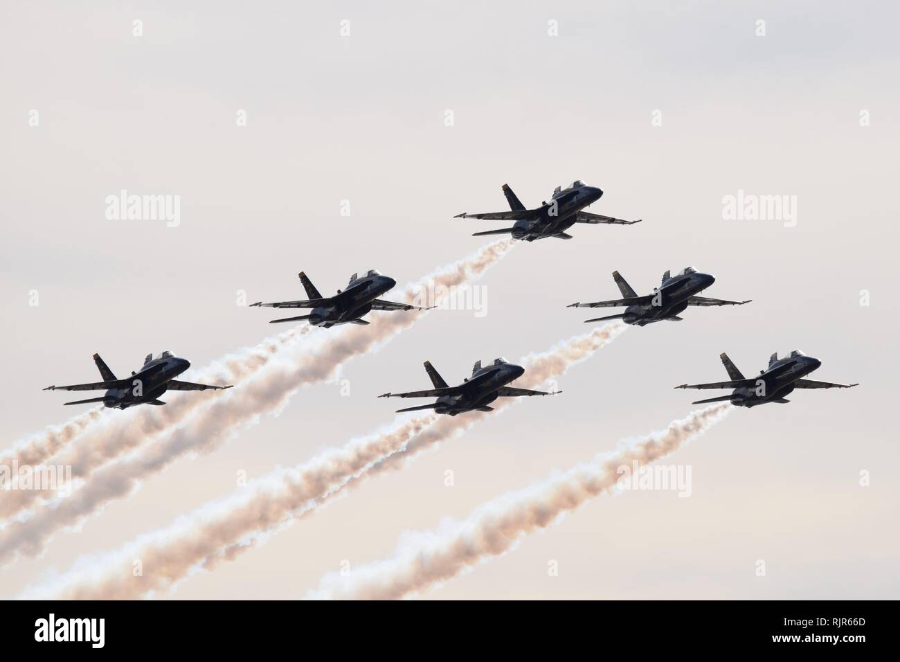 The US Navy demonstration team Blue Angels fly the F/A-18 Hornets in ...