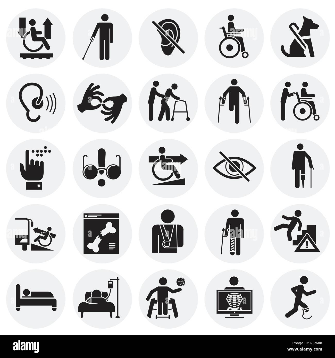 Disability icons set on circles background for graphic and web design ... Disability icons set on circles background for graphic and web design ...