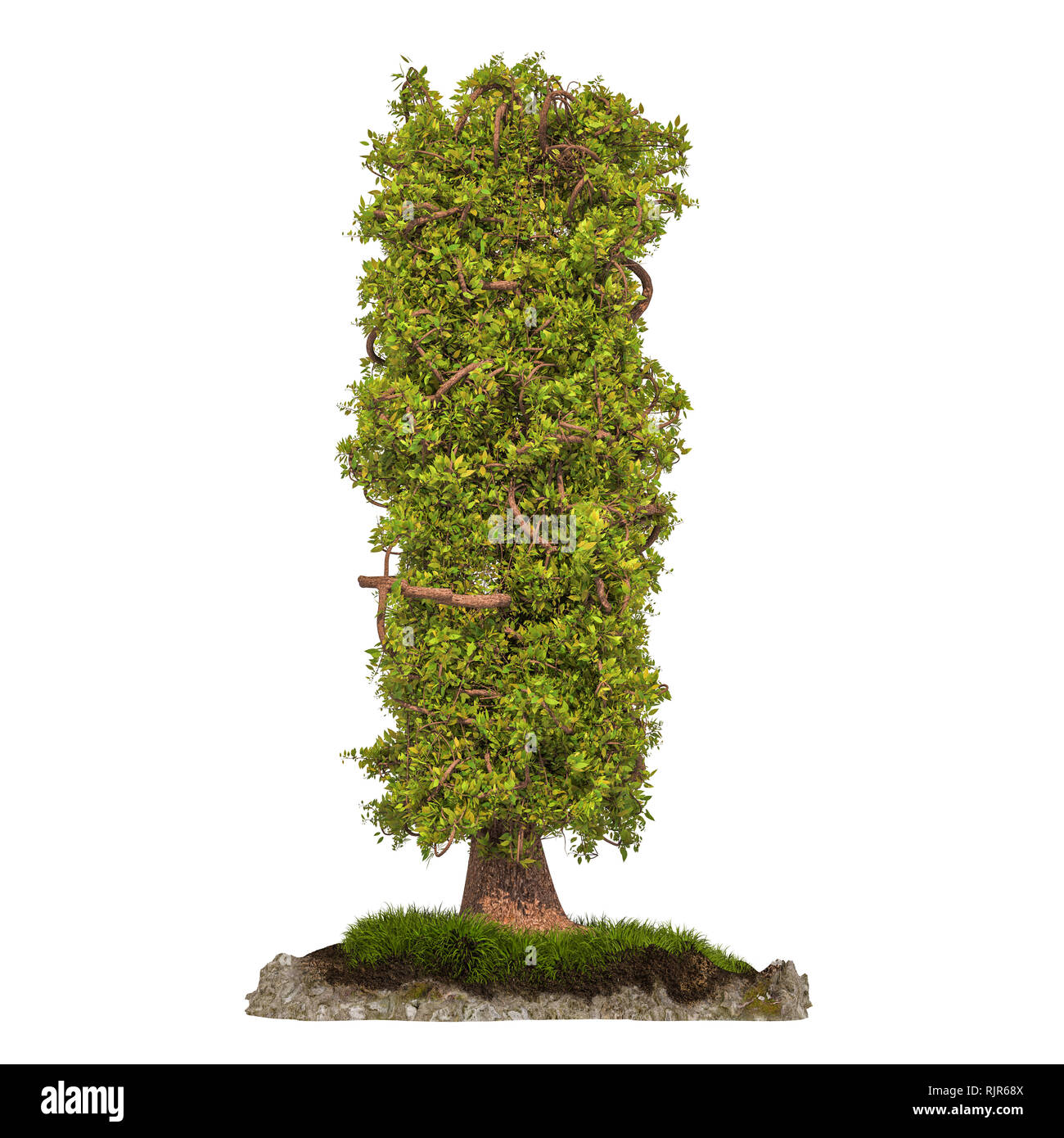 Tree letter I. Tree in shaped of letter I, 3D rendering isolated on ...