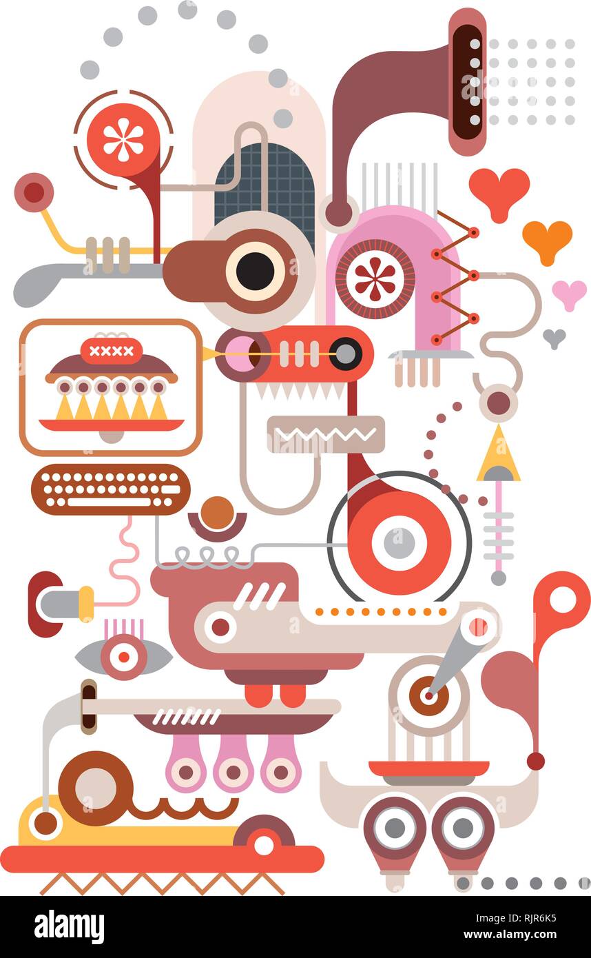 Abstract Machine - isolated vector composition on white background ...