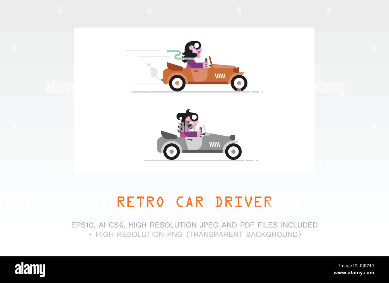 Colorful isolated on a white background Retro Car Driver vector ...