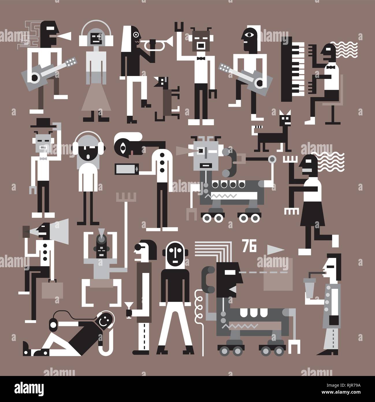 Large group of people vector illustration. People in fancy dresses are ...