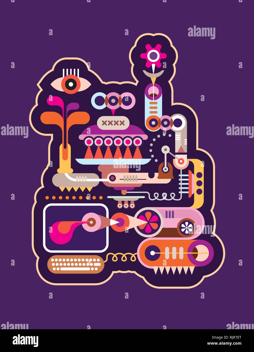 Abstract art design isolated on a violet background. Vector ...