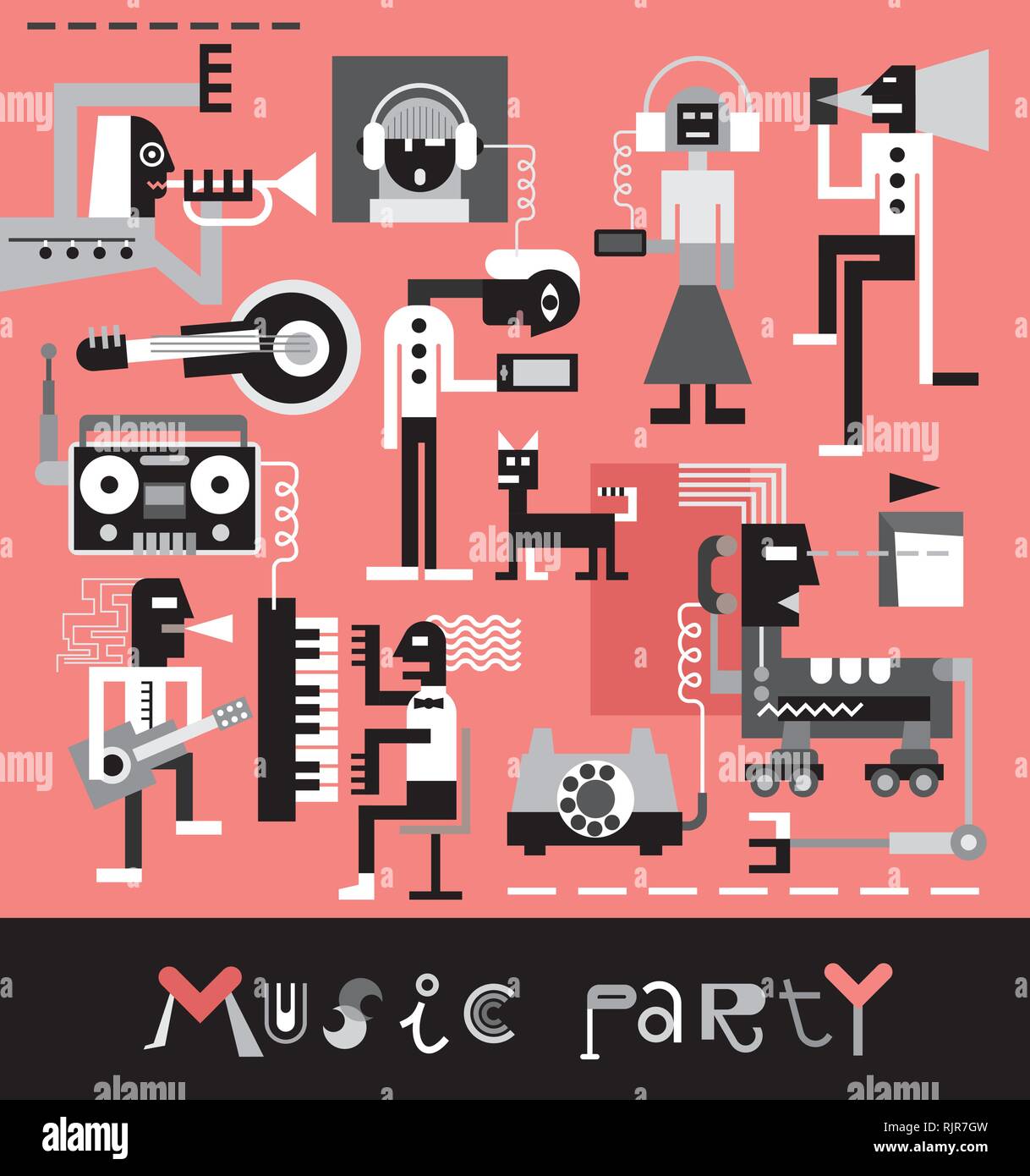 Music Party. Vector illustration with text Stock Vector Image & Art - Alamy