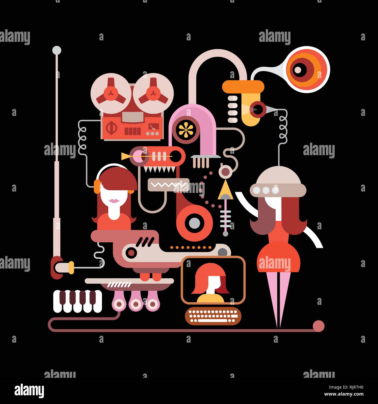 Music Studio vector illustration on black background Stock Vector Image ...