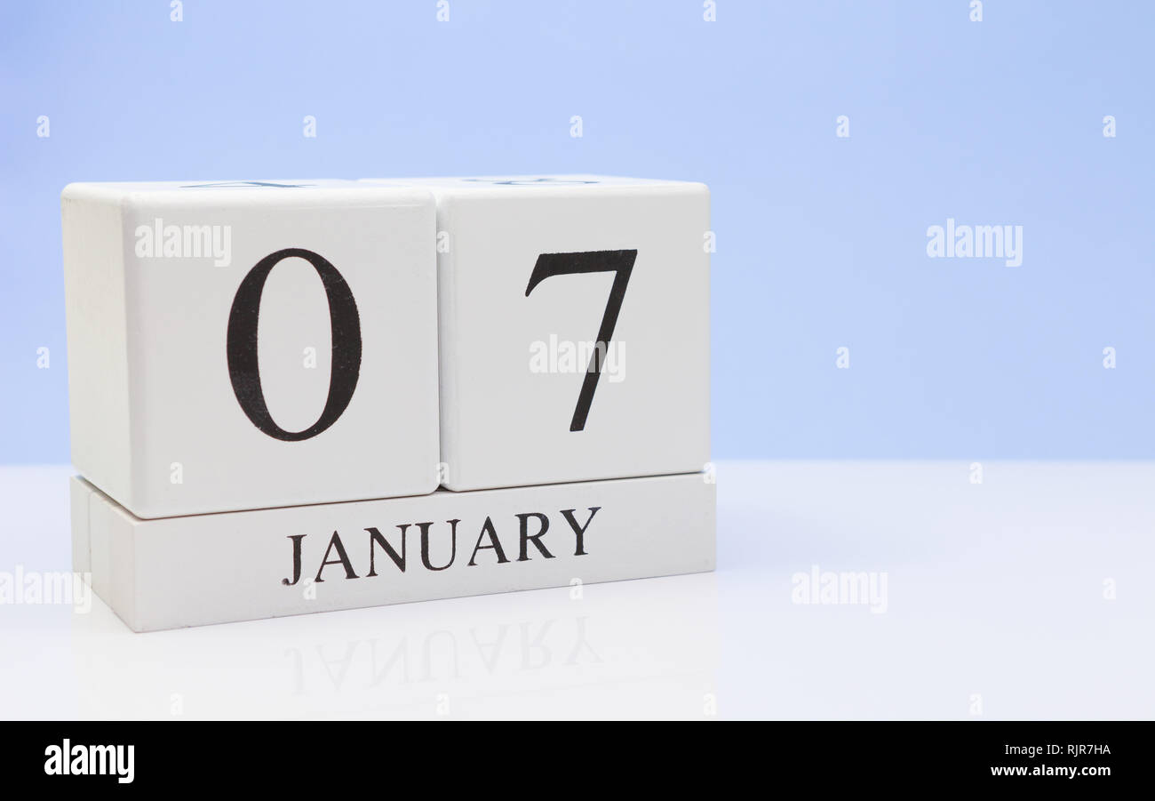 January 07st. Day 07 of month, daily calendar on white table with ...