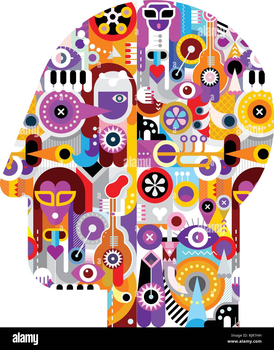 Abstract art head vector illustration isolated on a white background ...