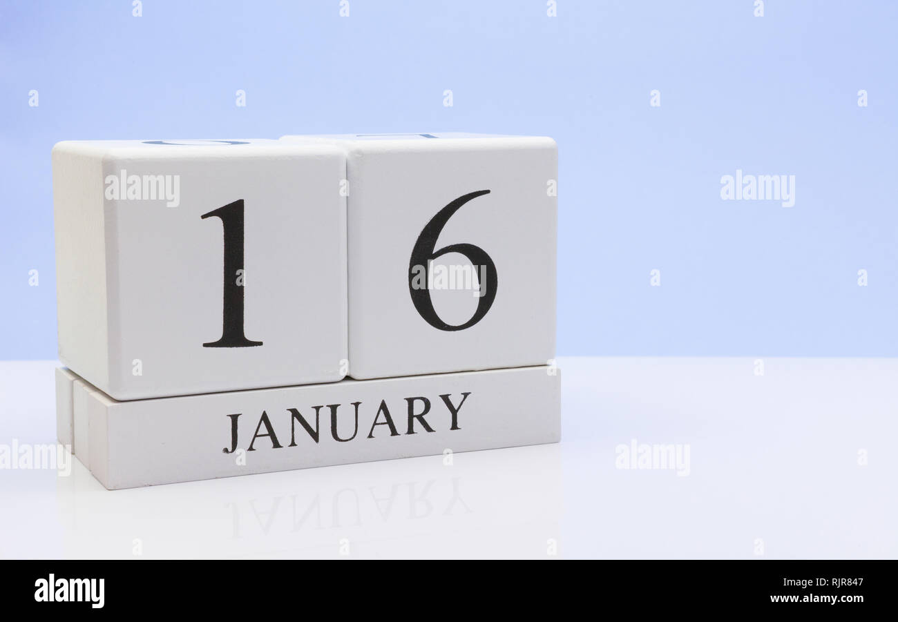 January 16st. Day 16 of month, daily calendar on white table with ...