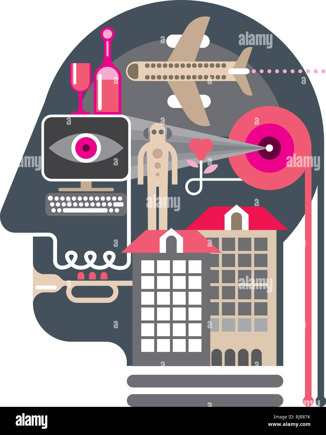 Abstract Head - abstract vector illustration. Isolated on white ...