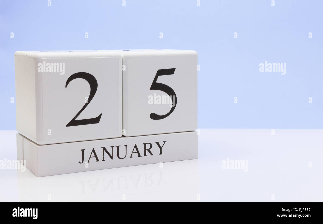 January 25st. Day 25 of month, daily calendar on white table with ...