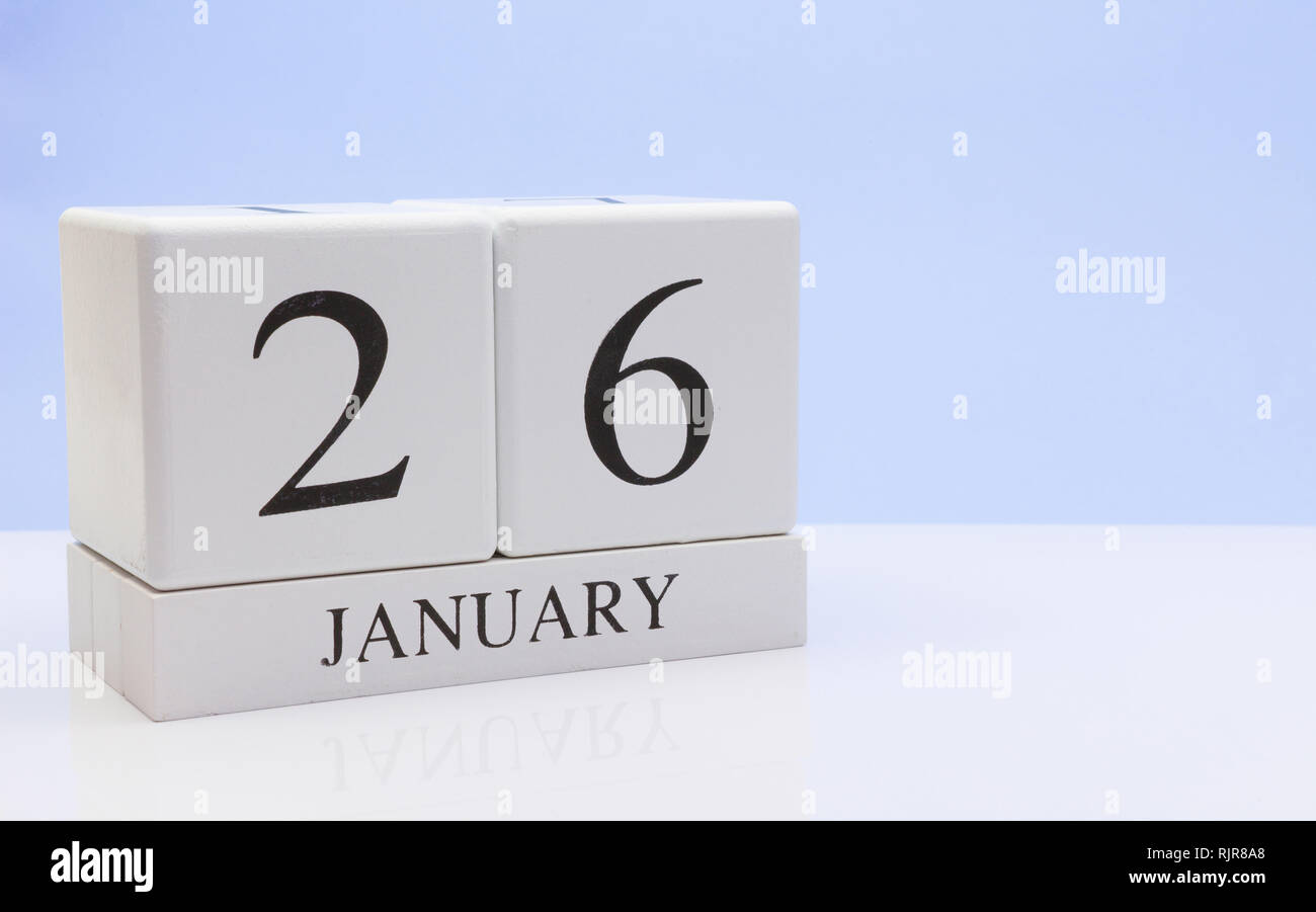 January 26st. Day 26 of month, daily calendar on white table with ...