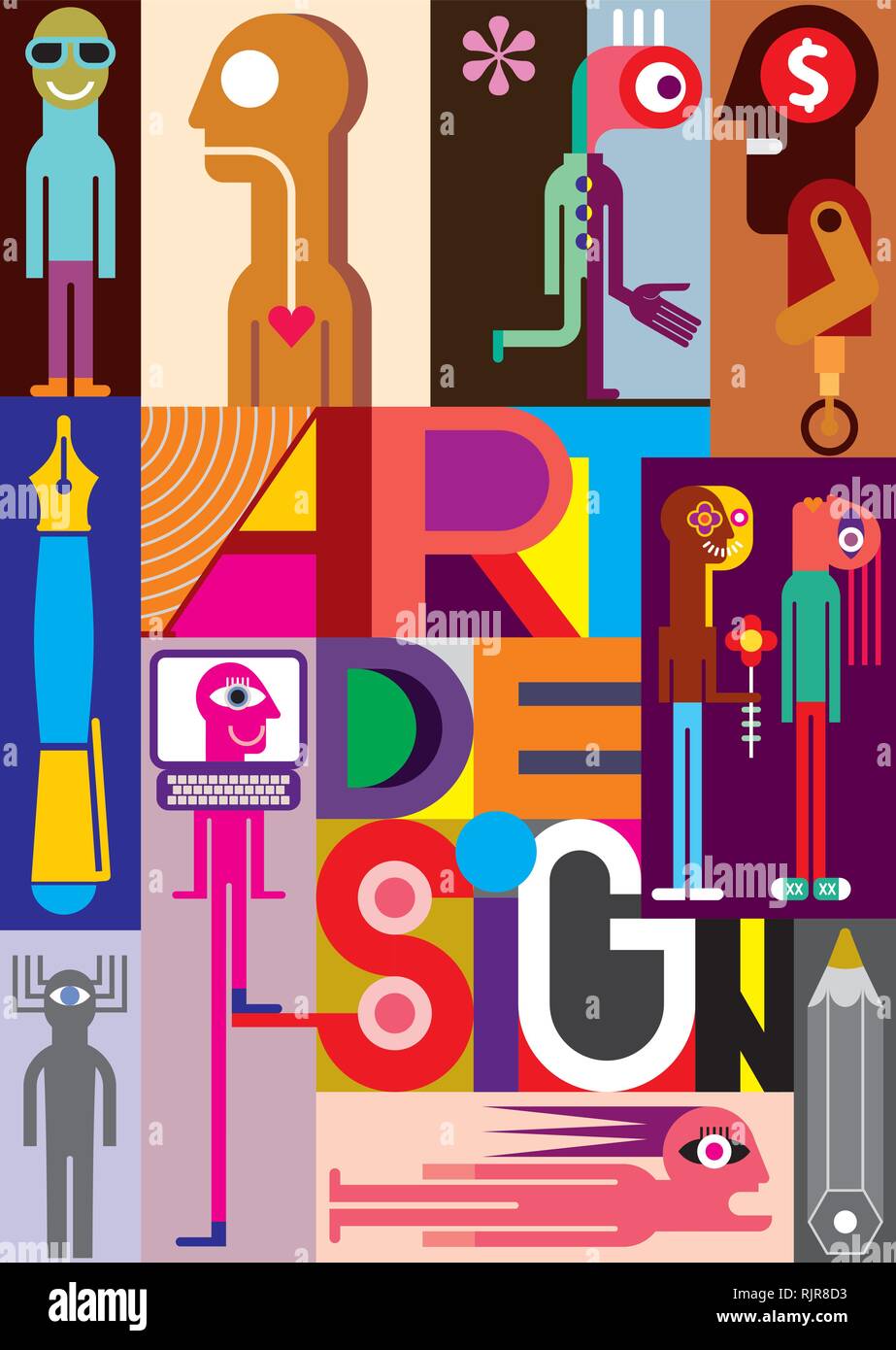 Art Design - vector illustration. Composition of various images with ...