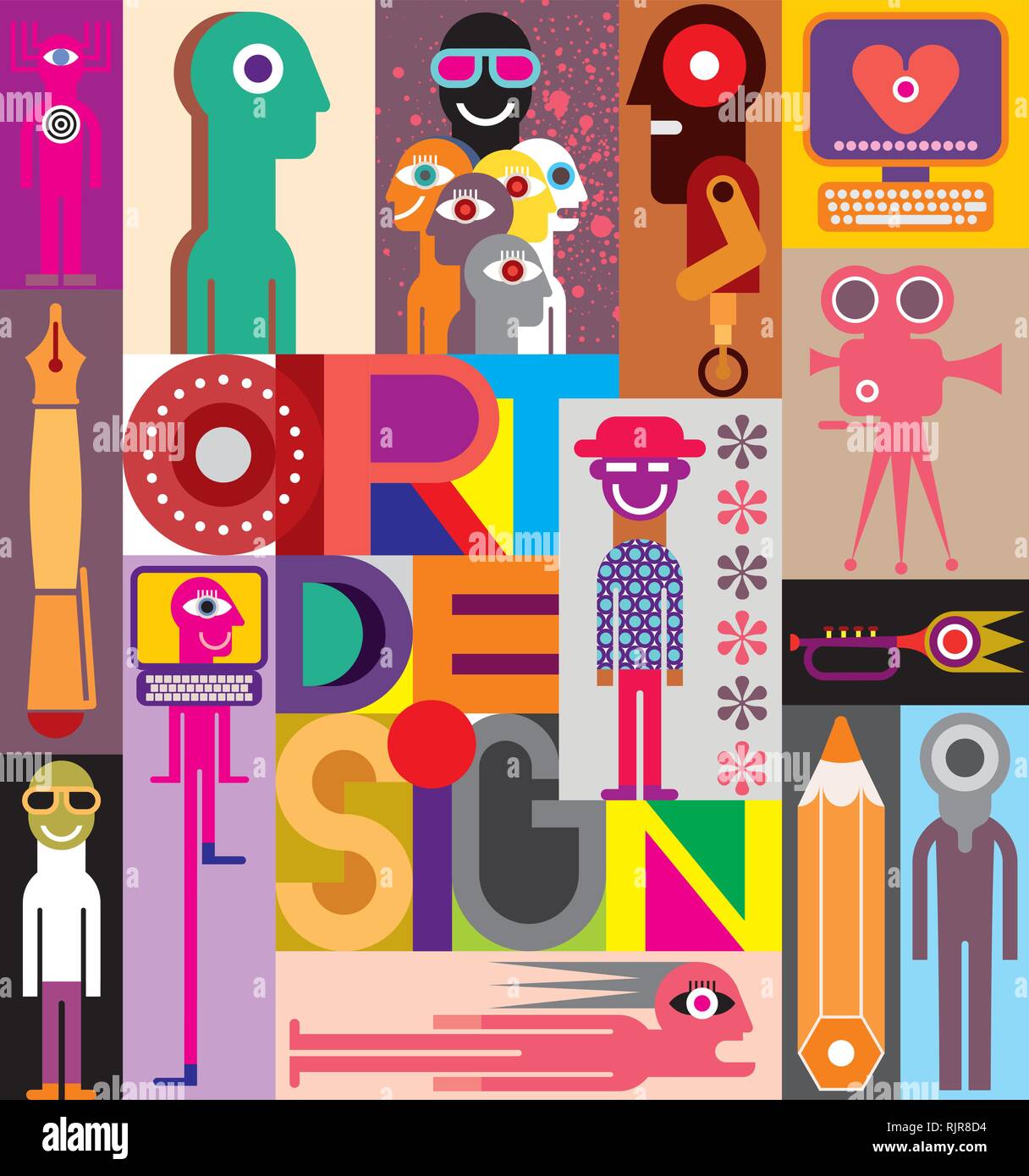Art Design - vector illustration. Composition of various images with ...