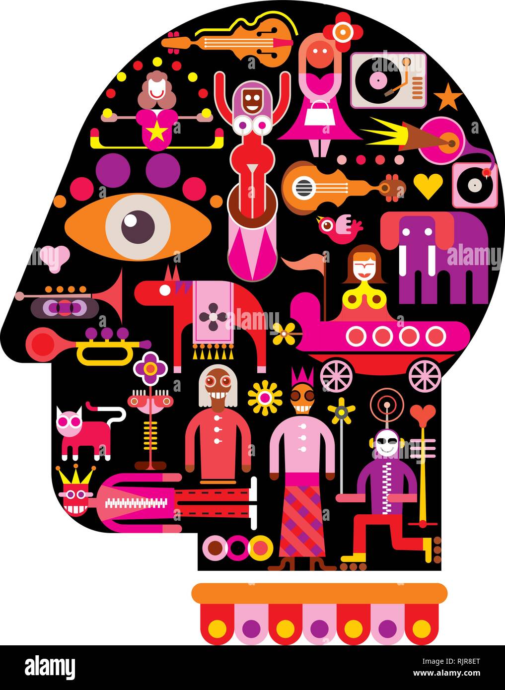 Circus Show in Head - abstract art vector illustration Stock Vector ...