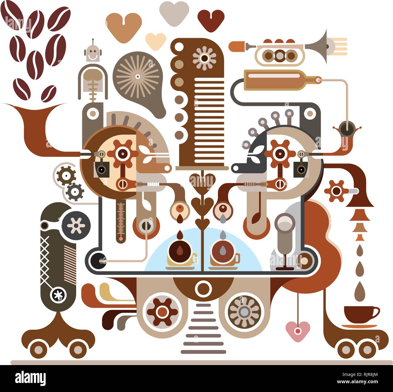 Coffee Making - vector illustration. Coffee fabric. Isolated on white ...