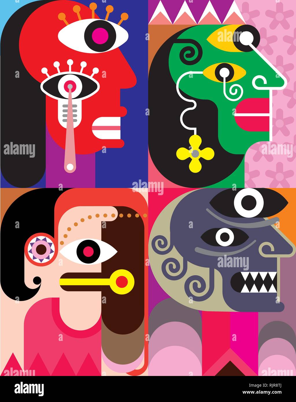 Four portraits. Abstract vector composition Stock Vector Image & Art ...