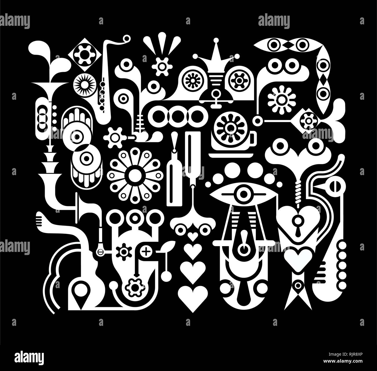 White image on a black background Abstract Art Design vector ...