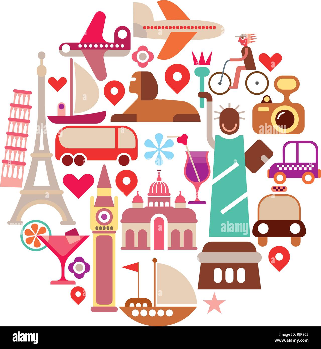 Travel Icons - round vector illustration. Isolated on white background ...