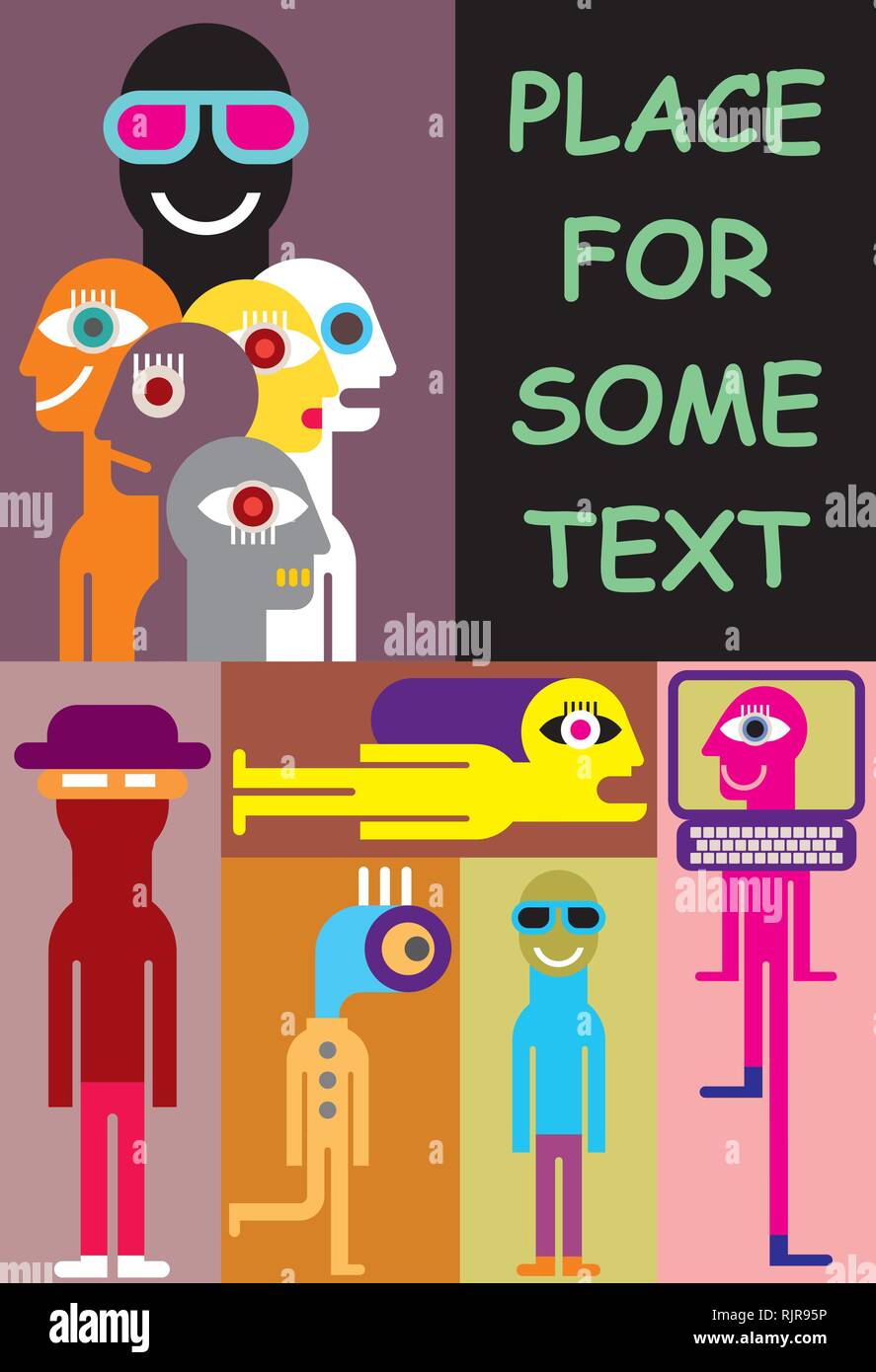 People. Art composition of abstract portraits with place for some text ...