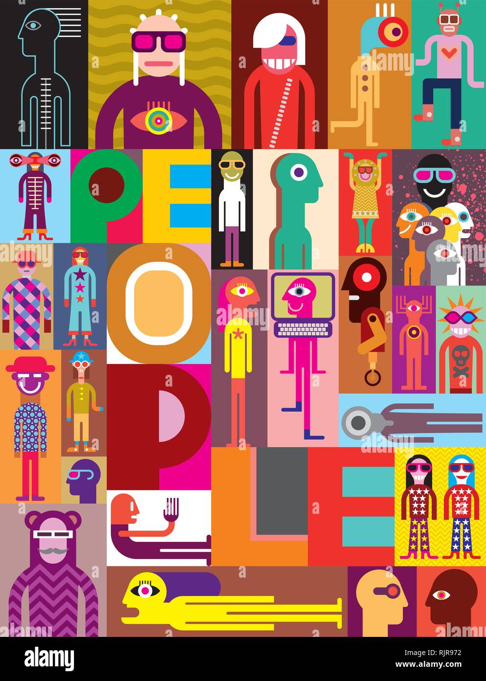 People. Art composition of different people. Vector design with text ...