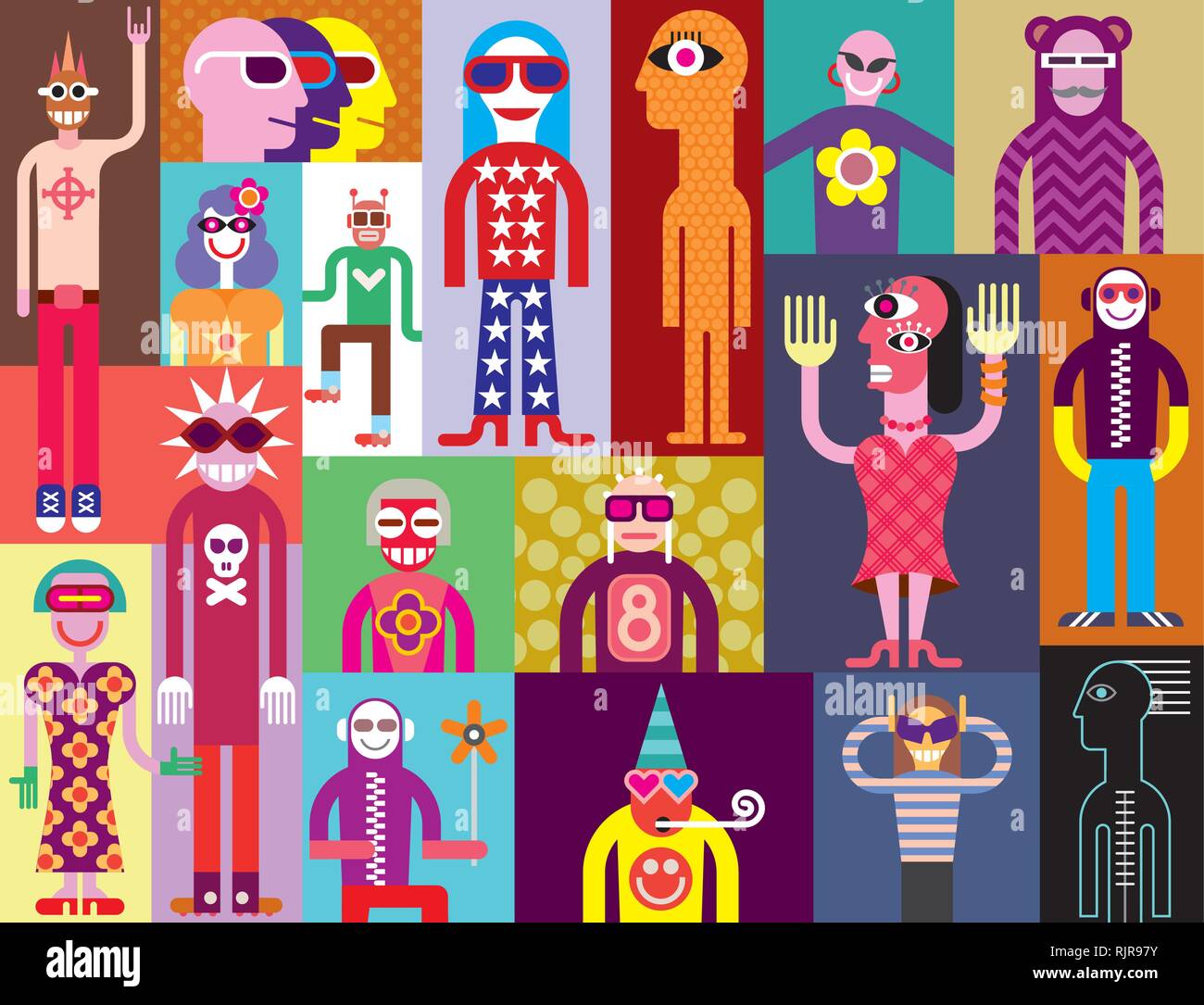People. Art composition of abstract portraits - vector illustration ...