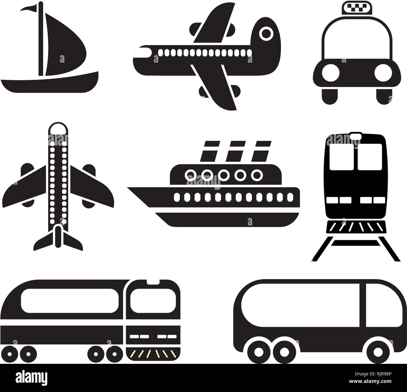 Bus station and railway station icons set hi-res stock photography and ...
