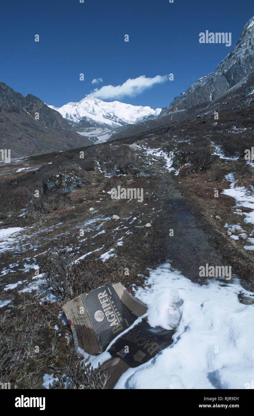 Caption: Kanchendzonga, Sikkim, India - Mar 2003. An Indian whisky ...