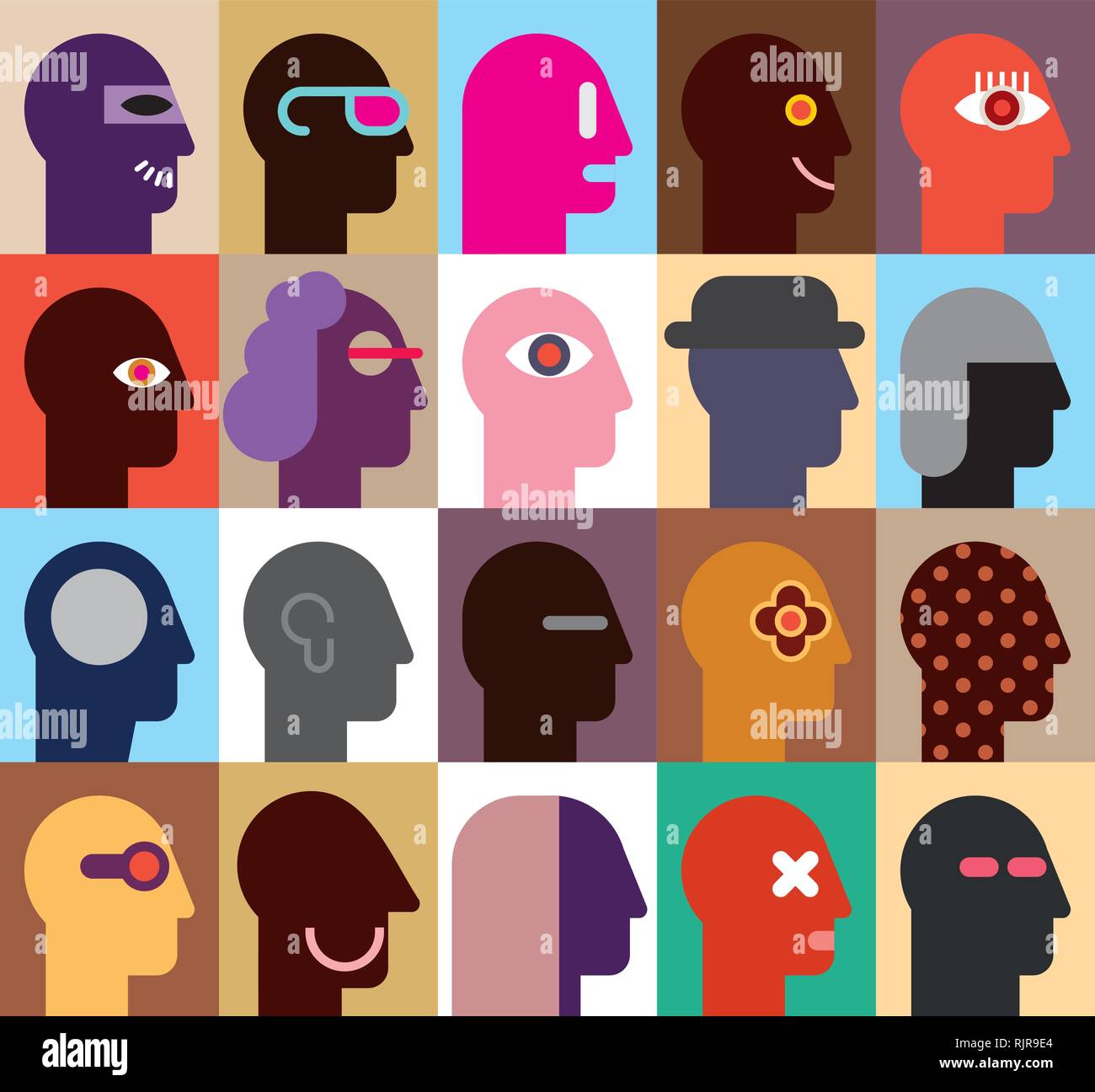 Human Heads - abstract vector illustration. Can be used as seamless ...