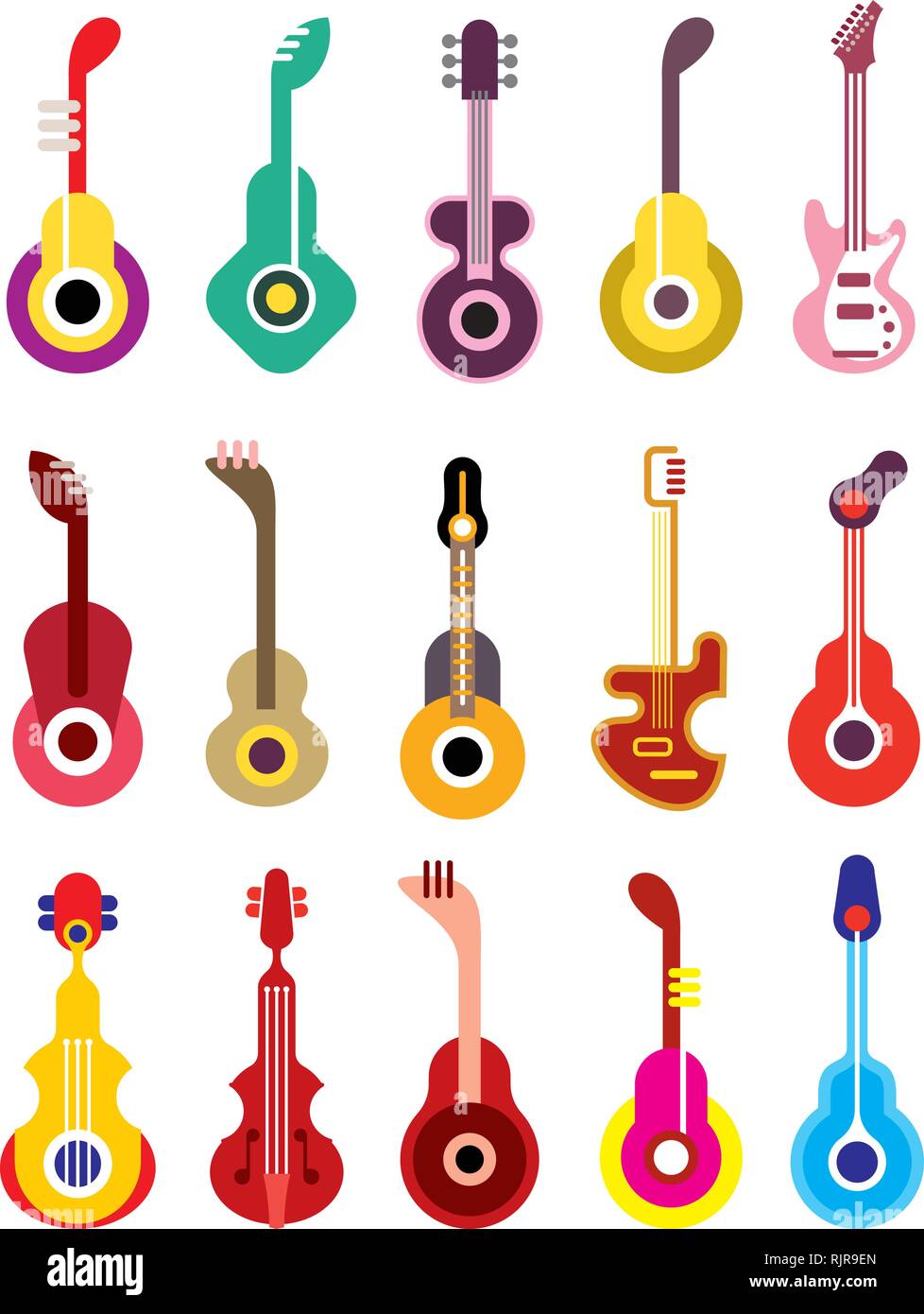 Guitars - set of color vector icons. Isolated on white background ...
