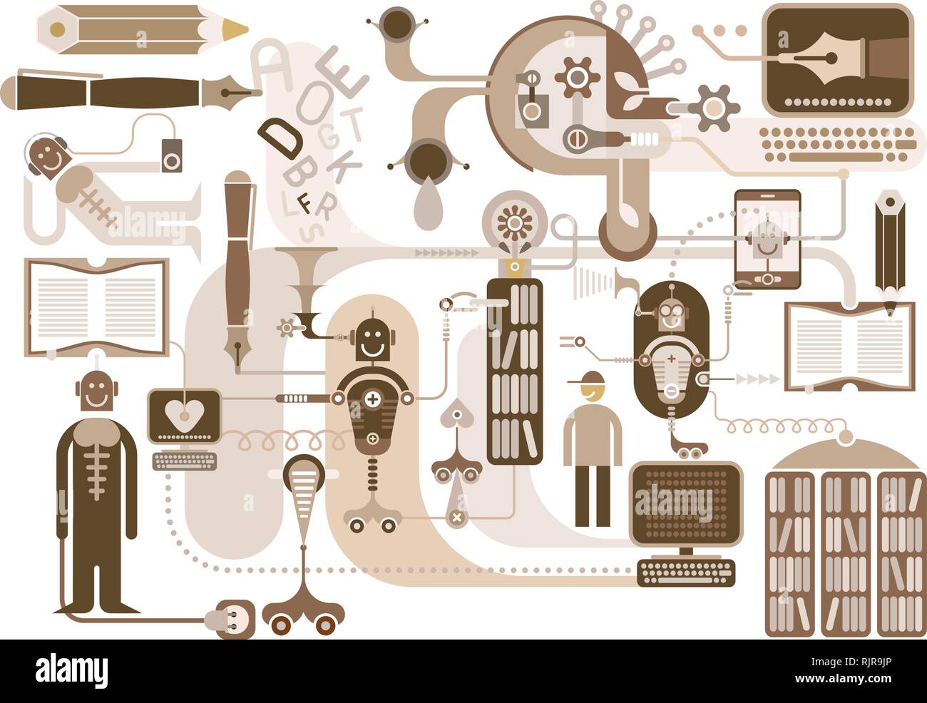 Modern Library - vector illustration on white background Stock Vector ...