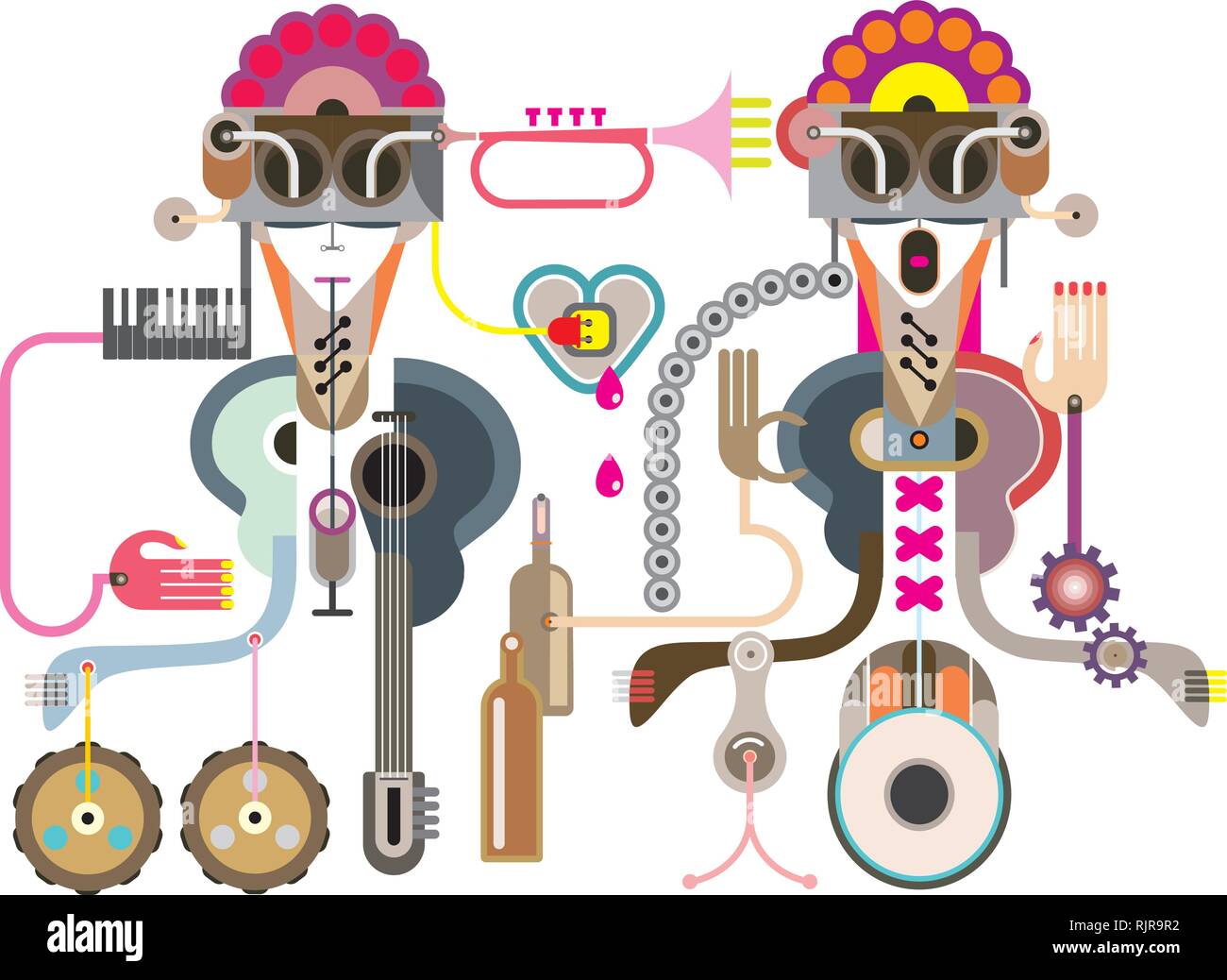 Two abstract figures - vector illustration on white background Stock ...