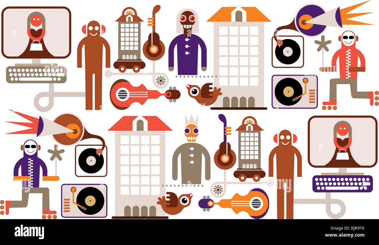 Dj collage Stock Vector Images - Alamy