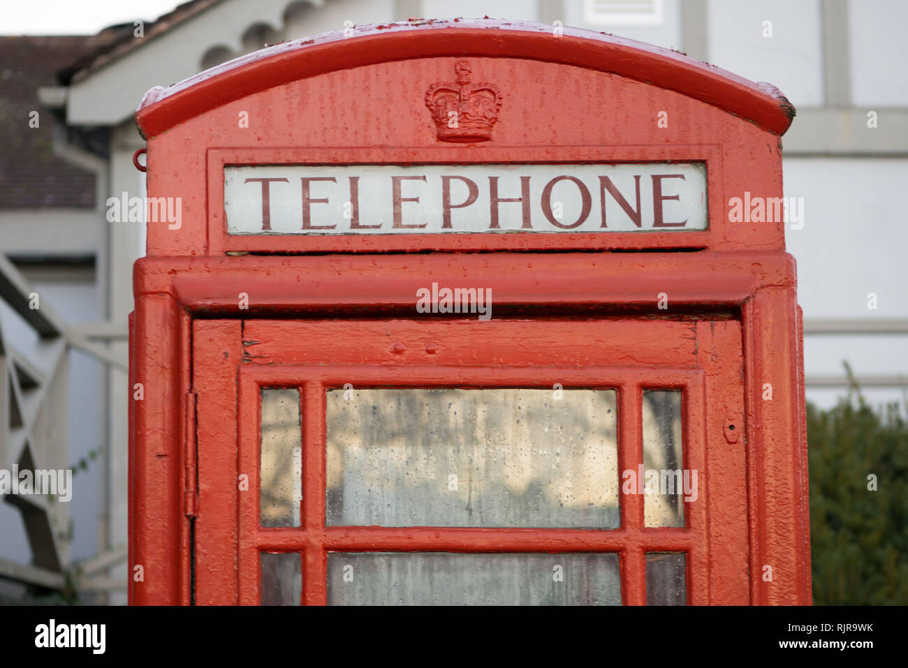 A traditional, old fashioned red British telephone box in the UK Stock ...
