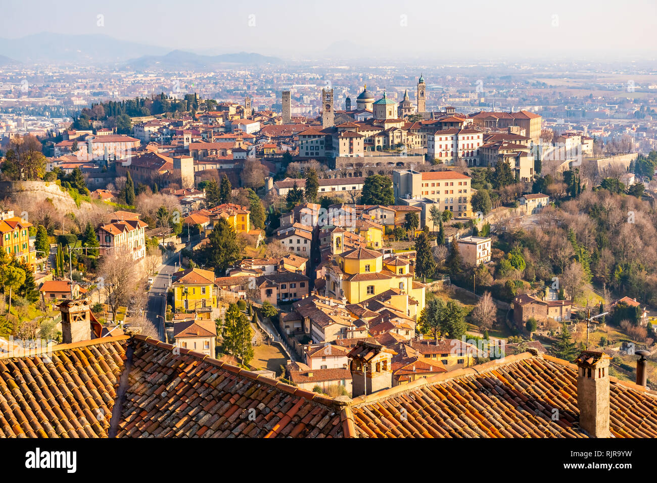 Landmarks of Italy - beautiful medieval town Bergamo, Citta Alta from ...