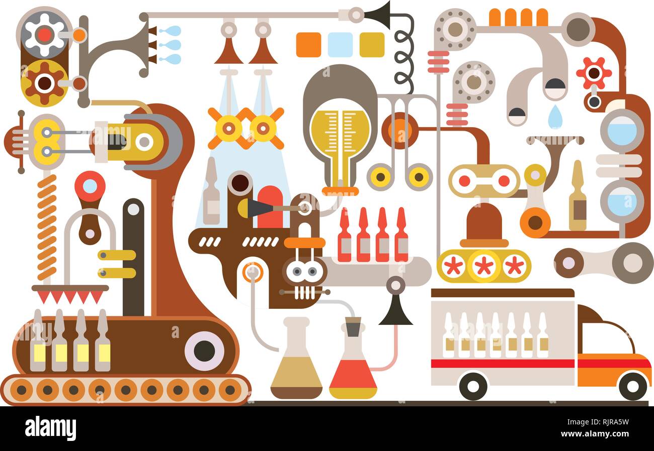 Pharmaceutical factory - vector illustration on white background Stock ...
