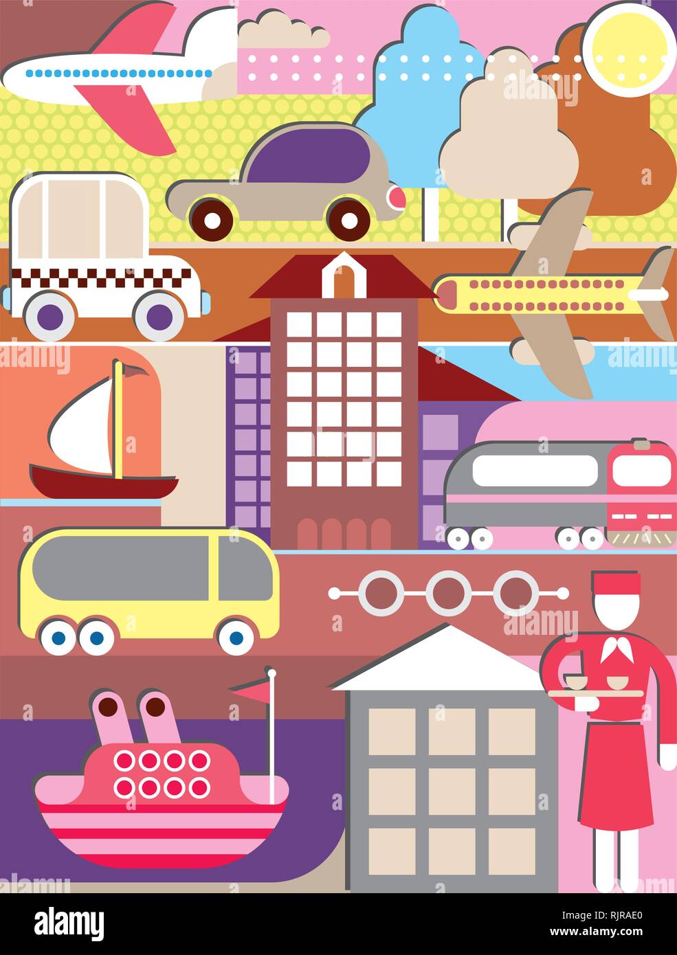 Transportation - vector illustration. Collage, application Stock Vector ...