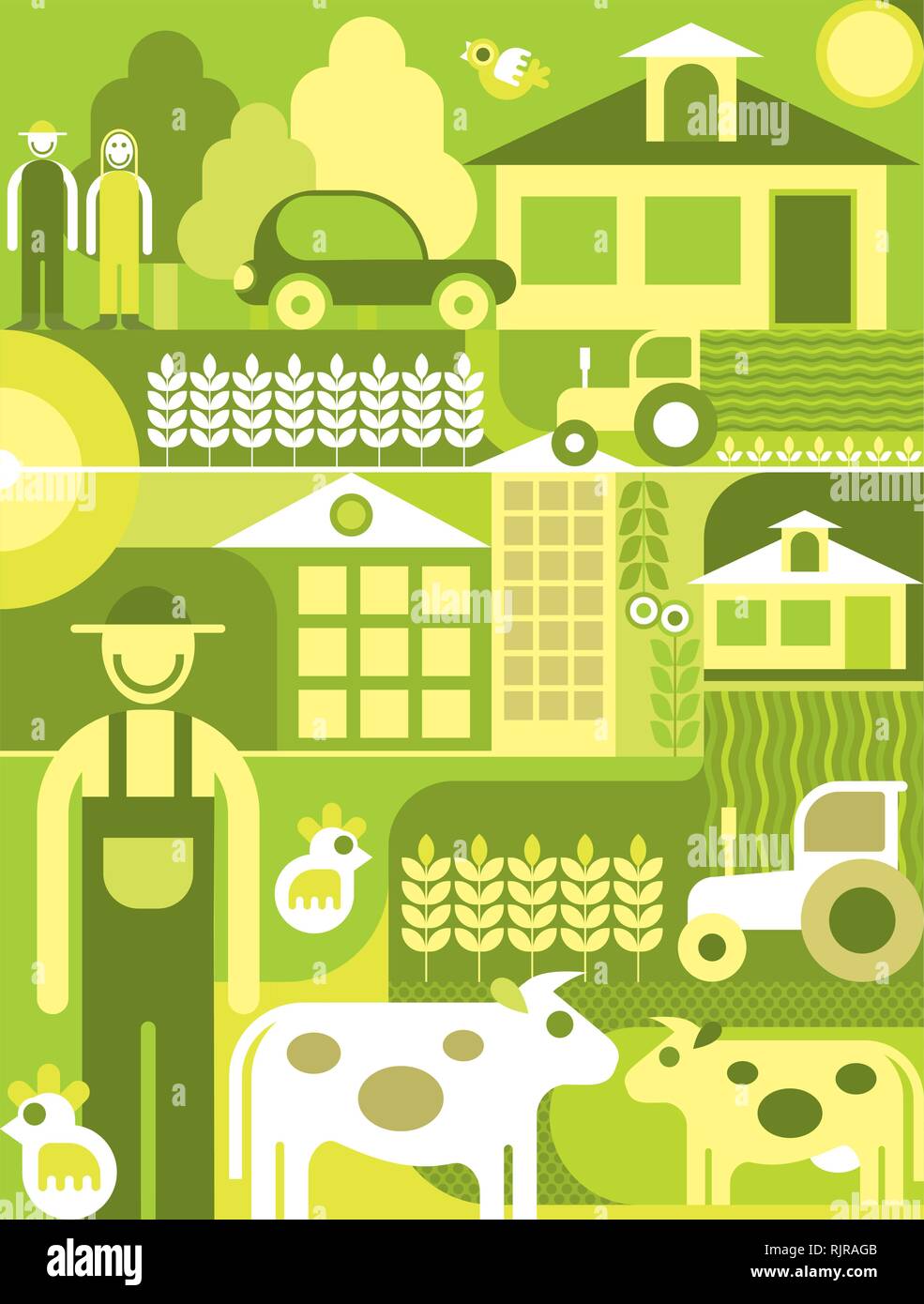 Village landscape collage - vector illustration Stock Vector Image ...