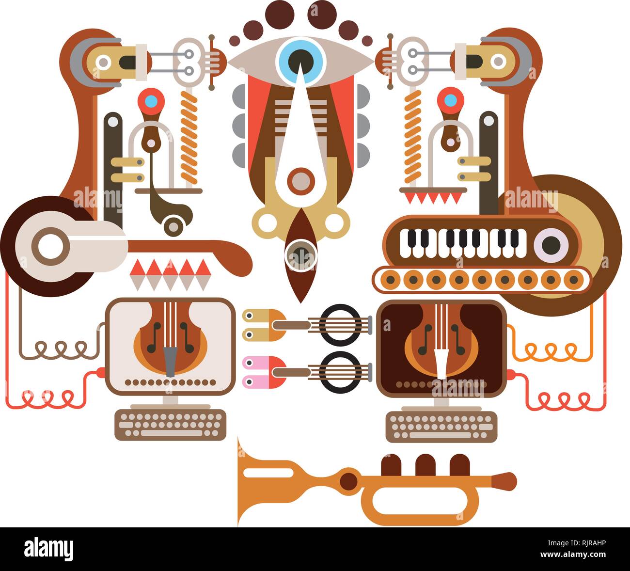 Musical laboratory - abstract vector illustration. Isolated on white ...