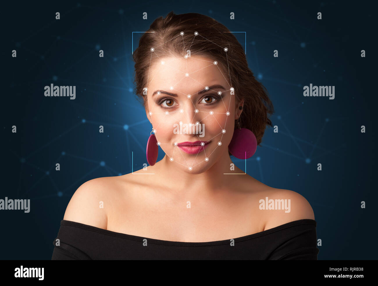 Recognition of a face by layering a mesh. Biometric verification and ...