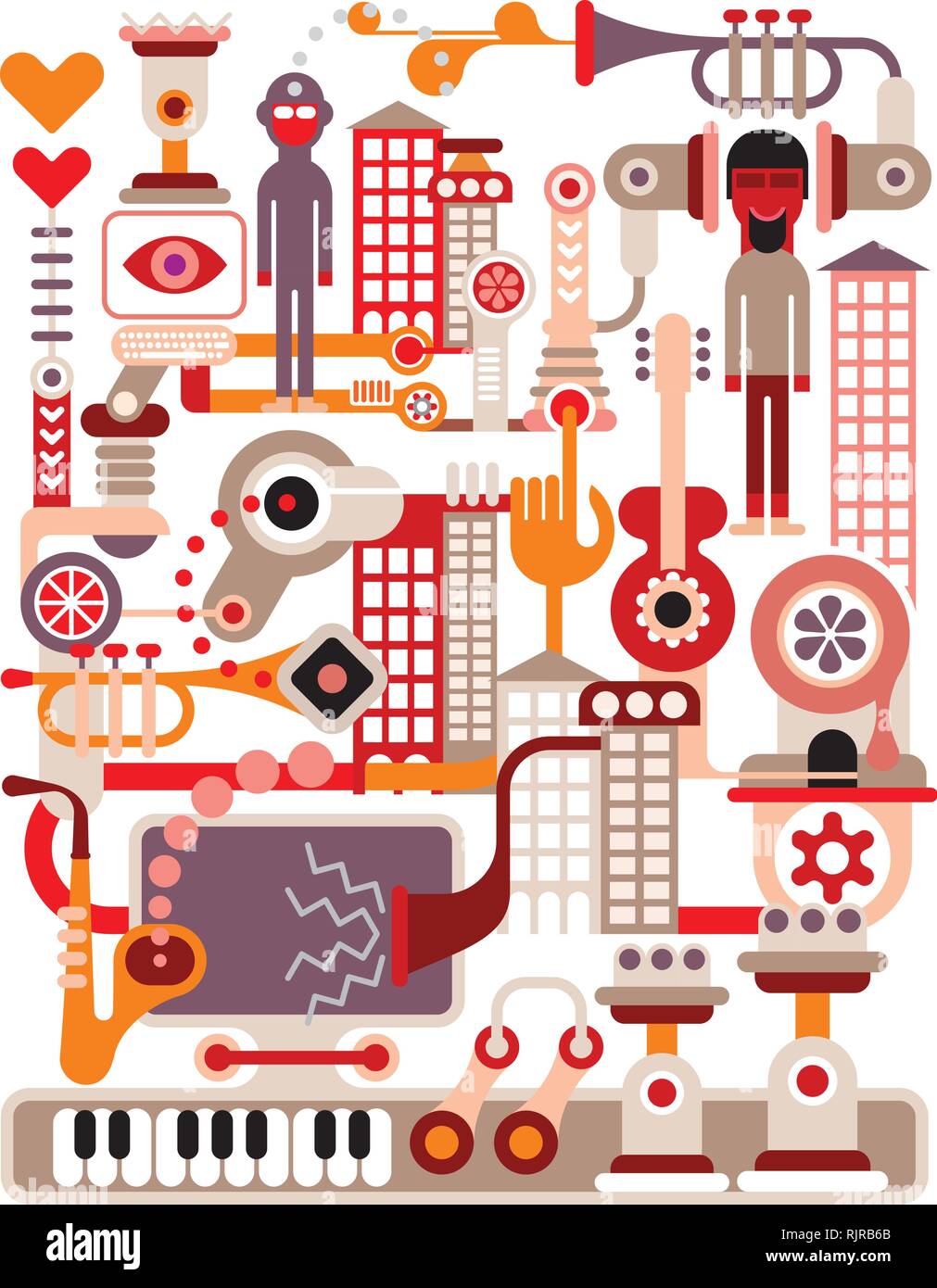 Music City - vector illustration on white background Stock Vector Image ...