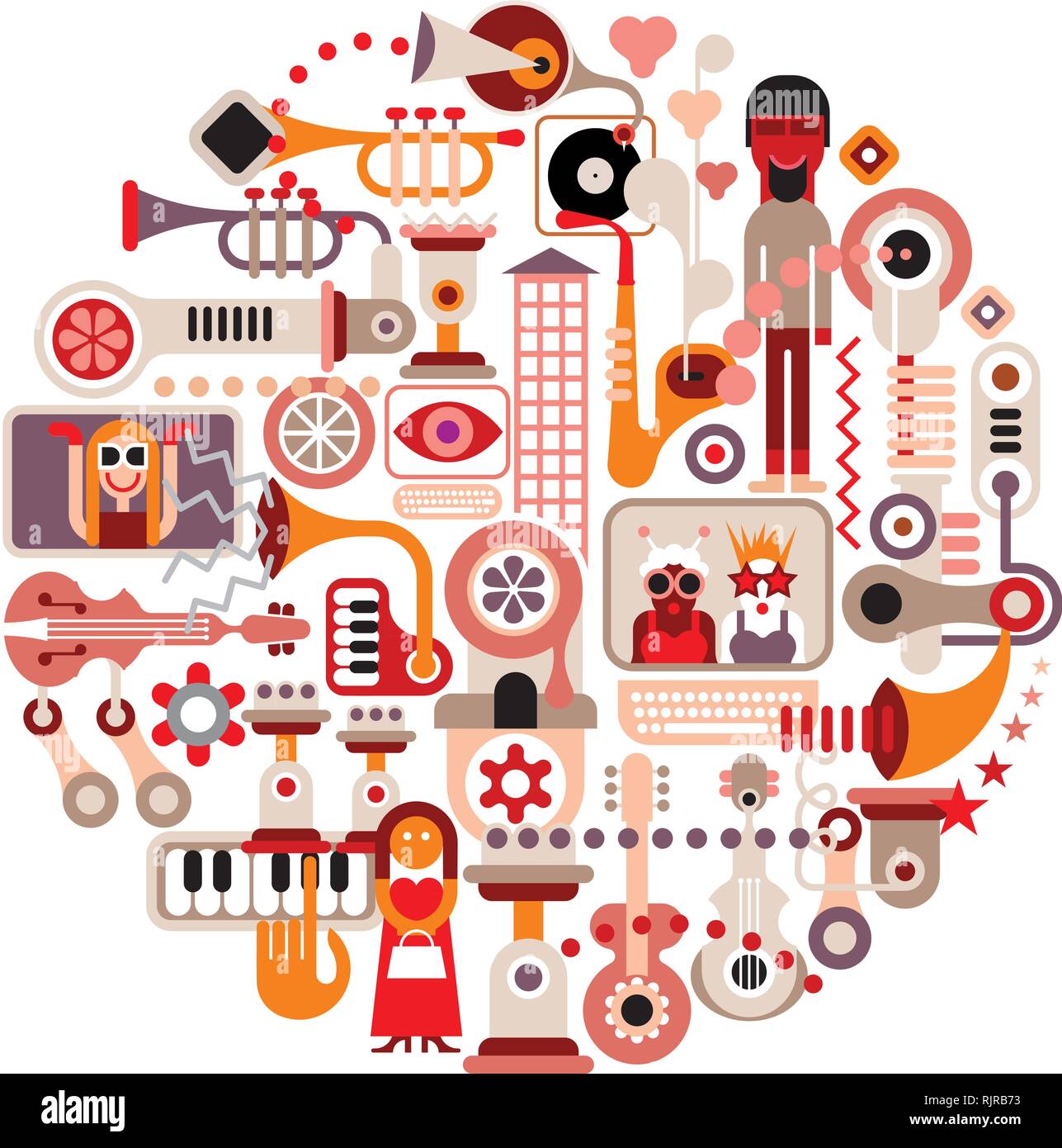 Music - round vector illustration. Isolated on white background Stock ...