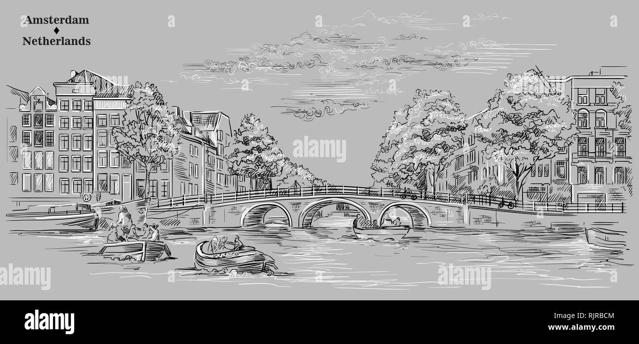 Bridge over the canals of Amsterdam, Netherlands. Landmark of ...