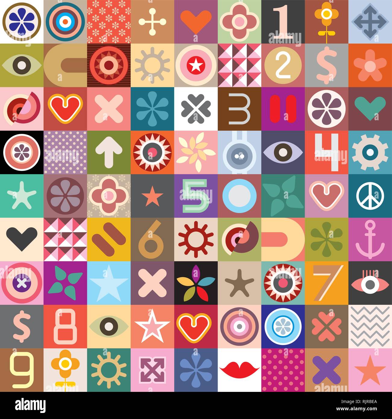 Abstract symbols collage - vector seamless wallpaper Stock Vector Image ...