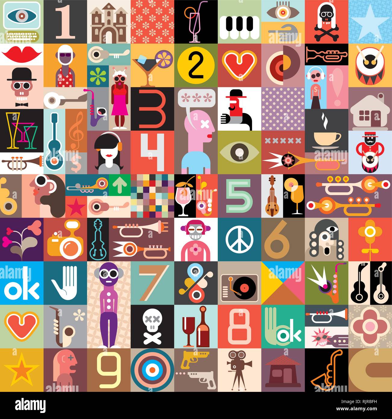 Art Collage of many different images. Vector illustration Stock Vector ...