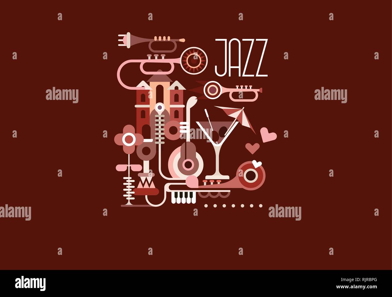 Graphic design with text "Jazz". Vector banner on dark brown background ...